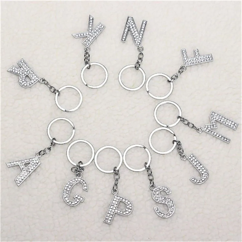 New Design Rhinestone Alphabet Letters O to Z Keyring Initial Letter ...