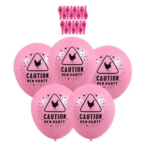 Caution Hen Party Printed Pink Balloons Decoration Accessories Bridal ...