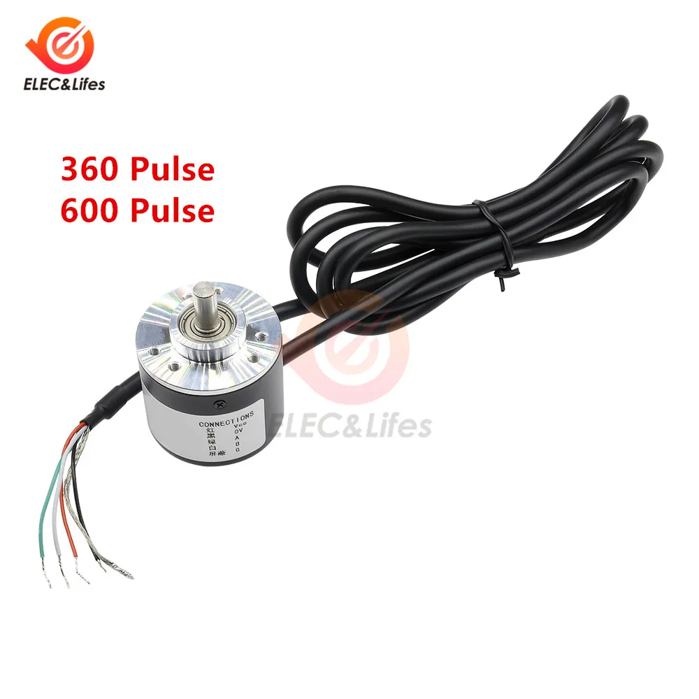 360 600 Pulse Incremental Optical Rotary Encoder 6mm Shaft AB Two phase ...