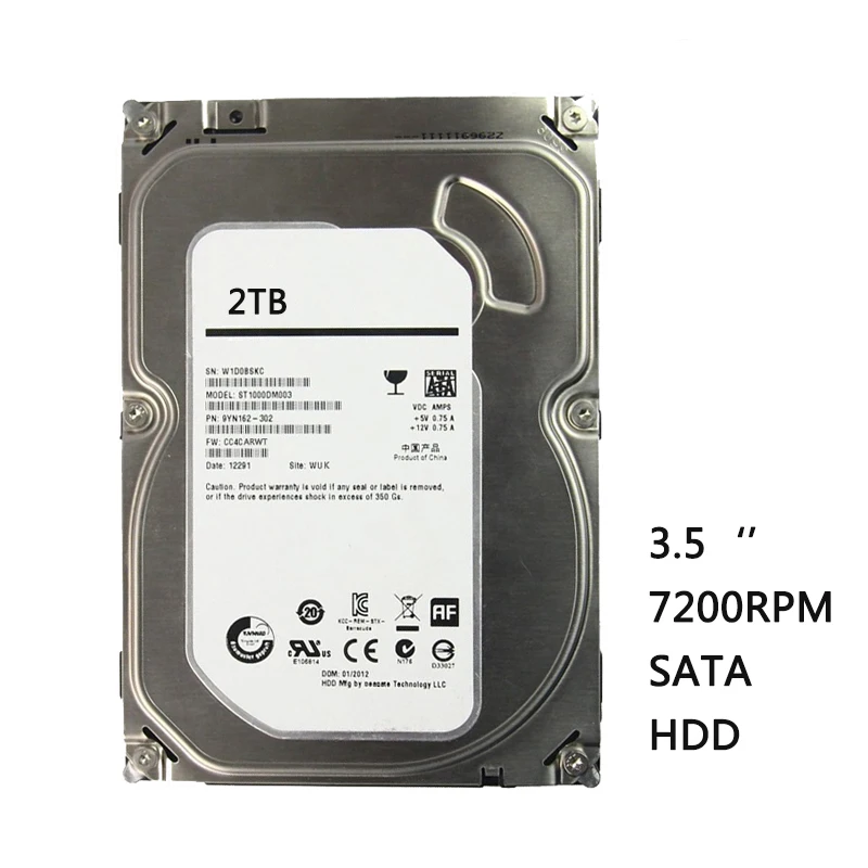 Brand hard disk 2TB desktop computer HDD 3.5" 7200 RPM 64MB SATA 2000GB ...