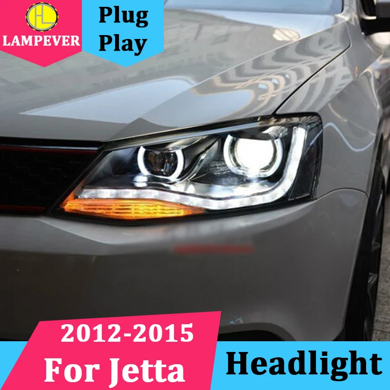 Car Headlight 2012 2015 For vw jetta headlights Double Angel Eyes LED ...