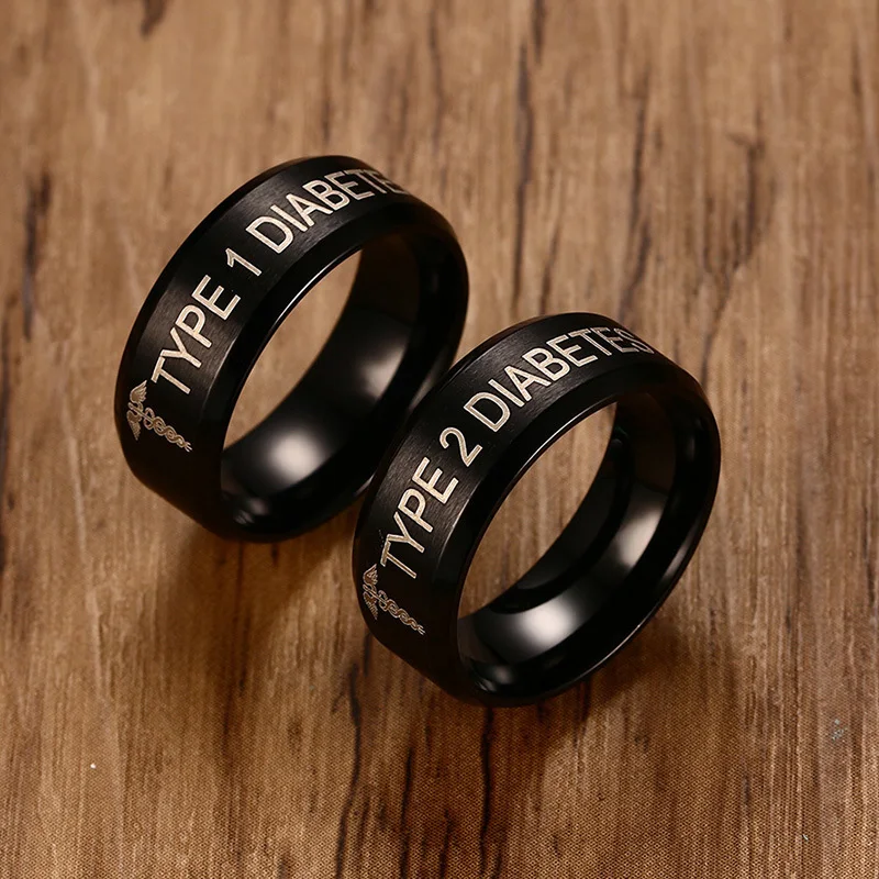 Men's Medical Alert Type 1 Diabetes Ring for Men Stainless Steel ...