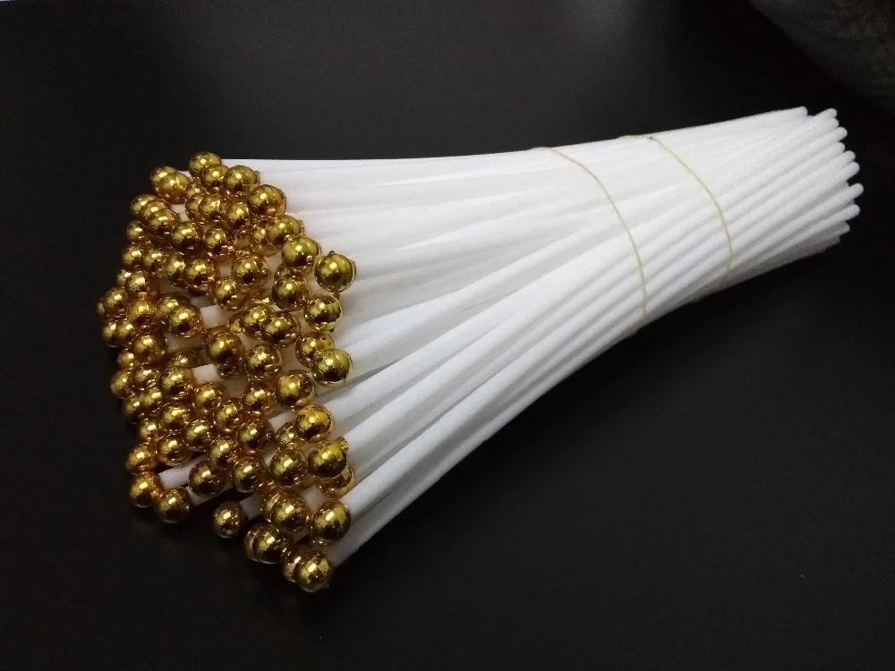 White-color-golden-tip-handheld-plastic-flag-poles-sticks-30-cm-or-40cm ...