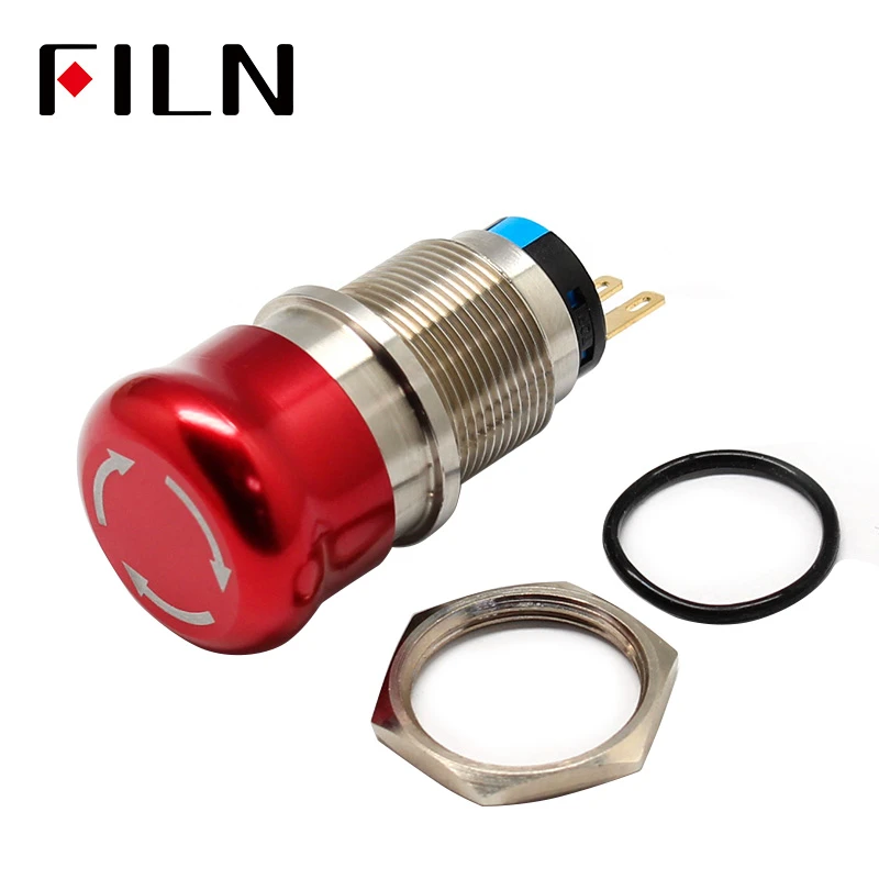 16mm 19mm 22mm 1NO 1NC Waterproof Metal Latching Emergency STOP ...