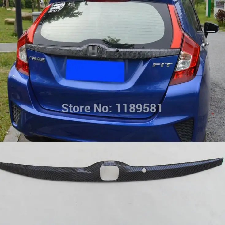 For Honda Fit Jazz 2015+ Carbon fiber Style Rear Trunk Lid Cover Trim ...