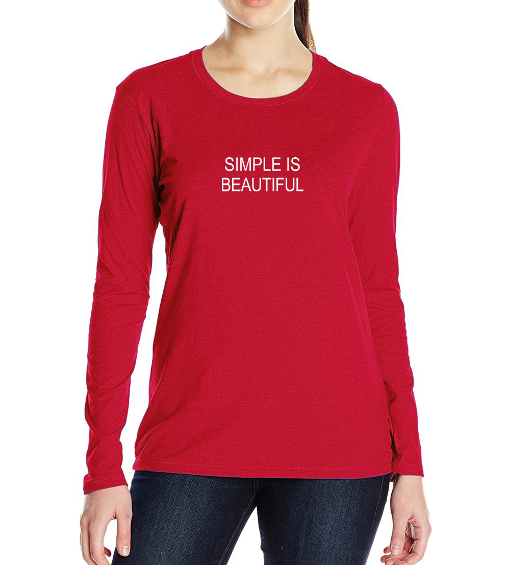 SIMPLE IS BEAUTIFUL printing t shirts women hot sale cotton long sleeve ...