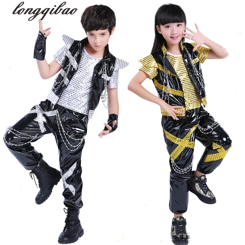 Children's hip hop sequins Jazz dance stage shelf Drummer costumes ...