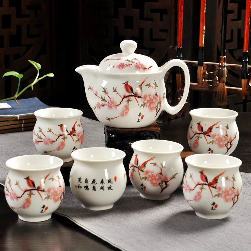 더블 도자기 컵 차 세트 특별 내열 세라믹 쿵후 차 세트 가정용 크기 완전한 세트 정장 주전자|cup tea set|tea ...