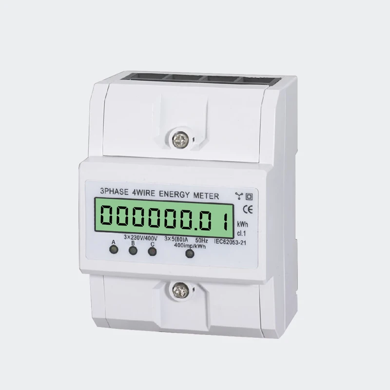 Din Type 3 Phase 4 Wire Energy Meter 3p4w Lcd Display 3x220v/380v ...