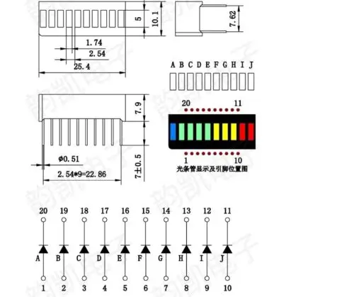 LED Bar Graph Pinout, Features, Connections Datasheet, 54% OFF