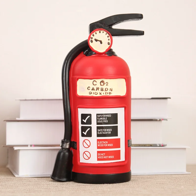 Creative Resin Red Fire Extinguisher Piggy Bank Money Coin Saving Box ...