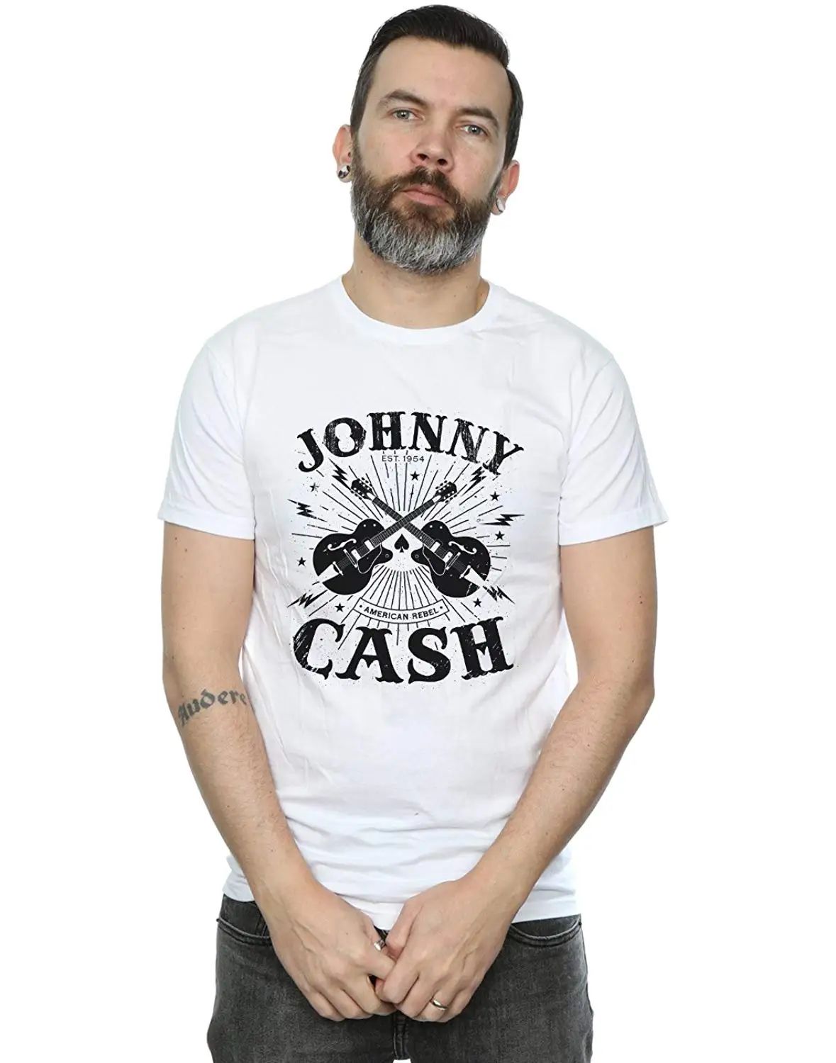 Absolute Cult Johnny Cash Men's Rockabilly Guitars T Shirt Hot Sale ...