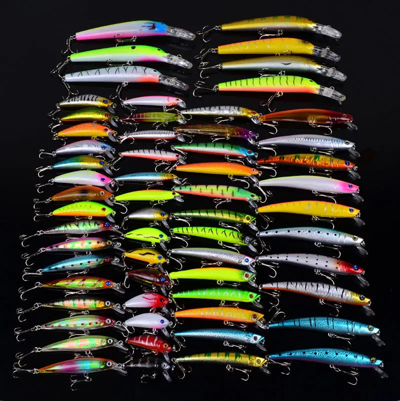 60pcs/set Assorted Fishing Lures Minnow Lure Crank Bait Mixed Tackle 8 ...
