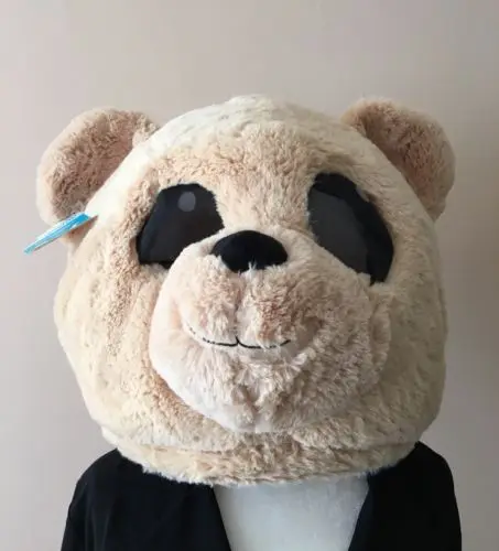 Teddy Bear Large Plush Head Maskimals Cosplay Adult Size Tan Bear Mask ...