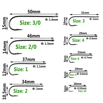 Bimoo 50PCS Aberdeen Long Shank Fish Hook Saltwater Fresh Water Fishing ...