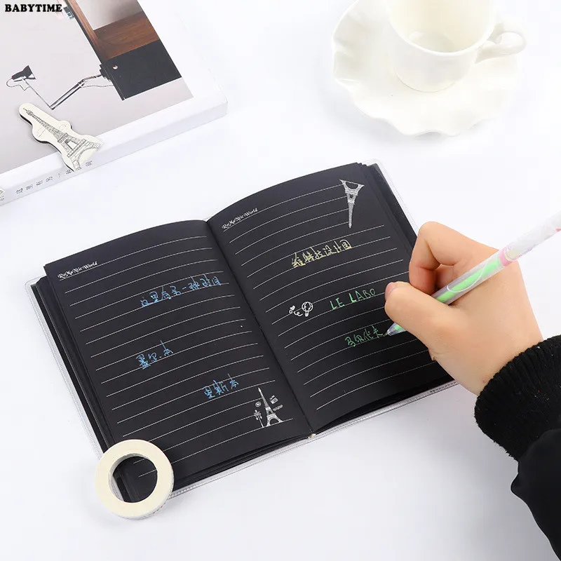 1PC Notebook Diary Black Paper Notepad Sketch Graffiti Notebook for ...