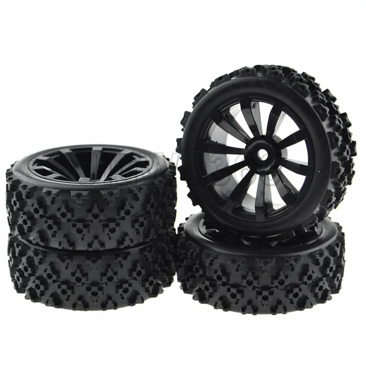 5 Colors 4PCS 1:10 RC Wheel Rims Plastic Rubber Tires Crossing Pattern ...