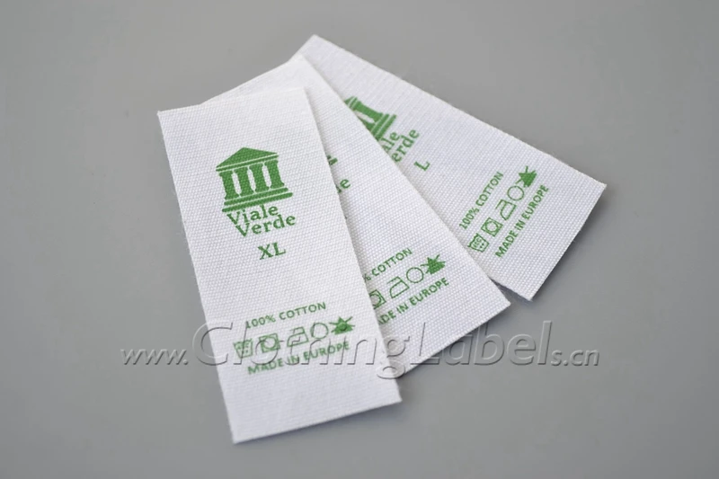 Custom Printed Labels 100% Cutton For Clothing, Bags Etc.., Green Logo ...
