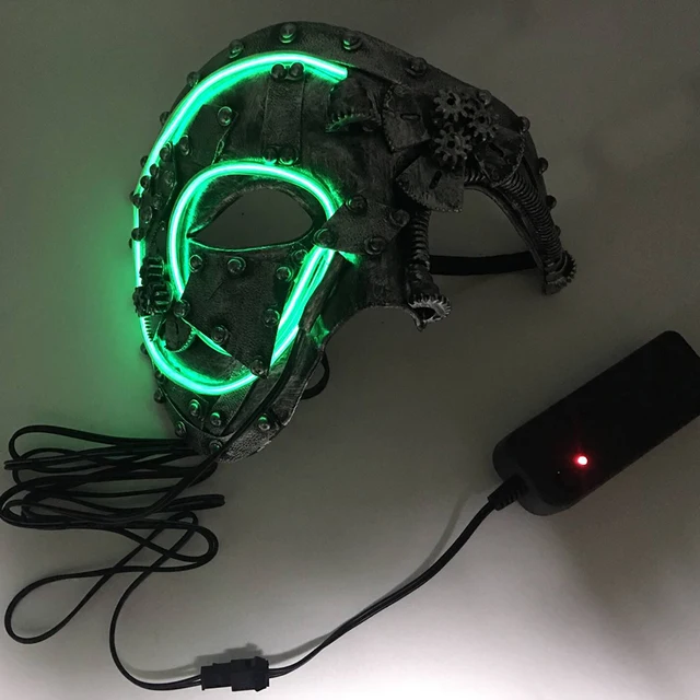Steampunk Led Light Up Skull Punk Half face Cosplay Mask - AllCosplay.com