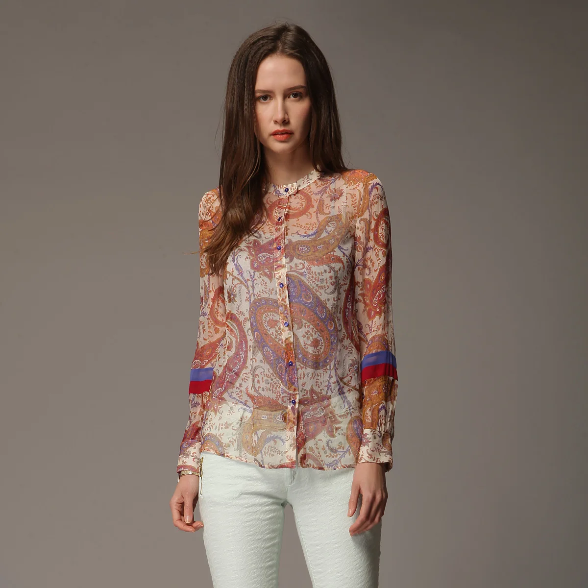2013 summer new arrival silk shirt mulberry silk print top female ...