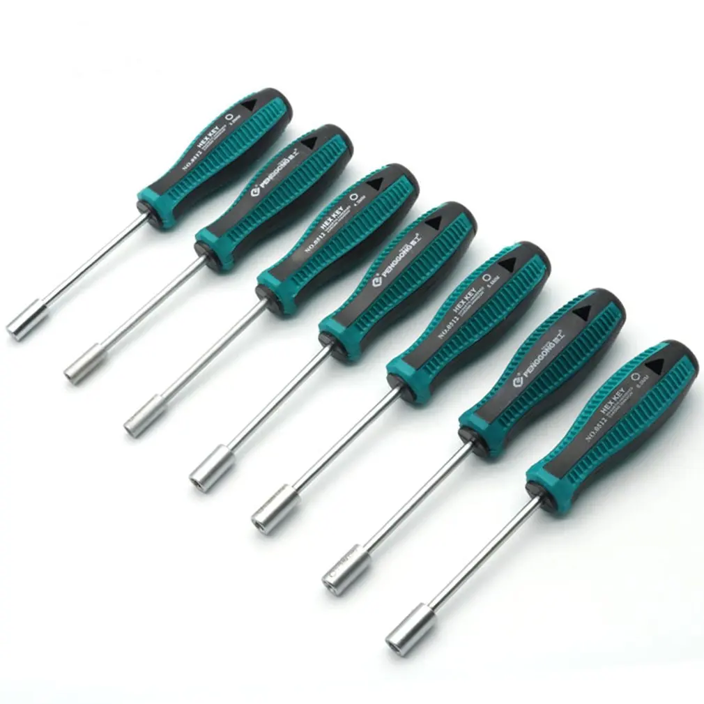 0512 Portable 7pcs Hex Socket Sleeve Metal Socket Driver Wrench ...