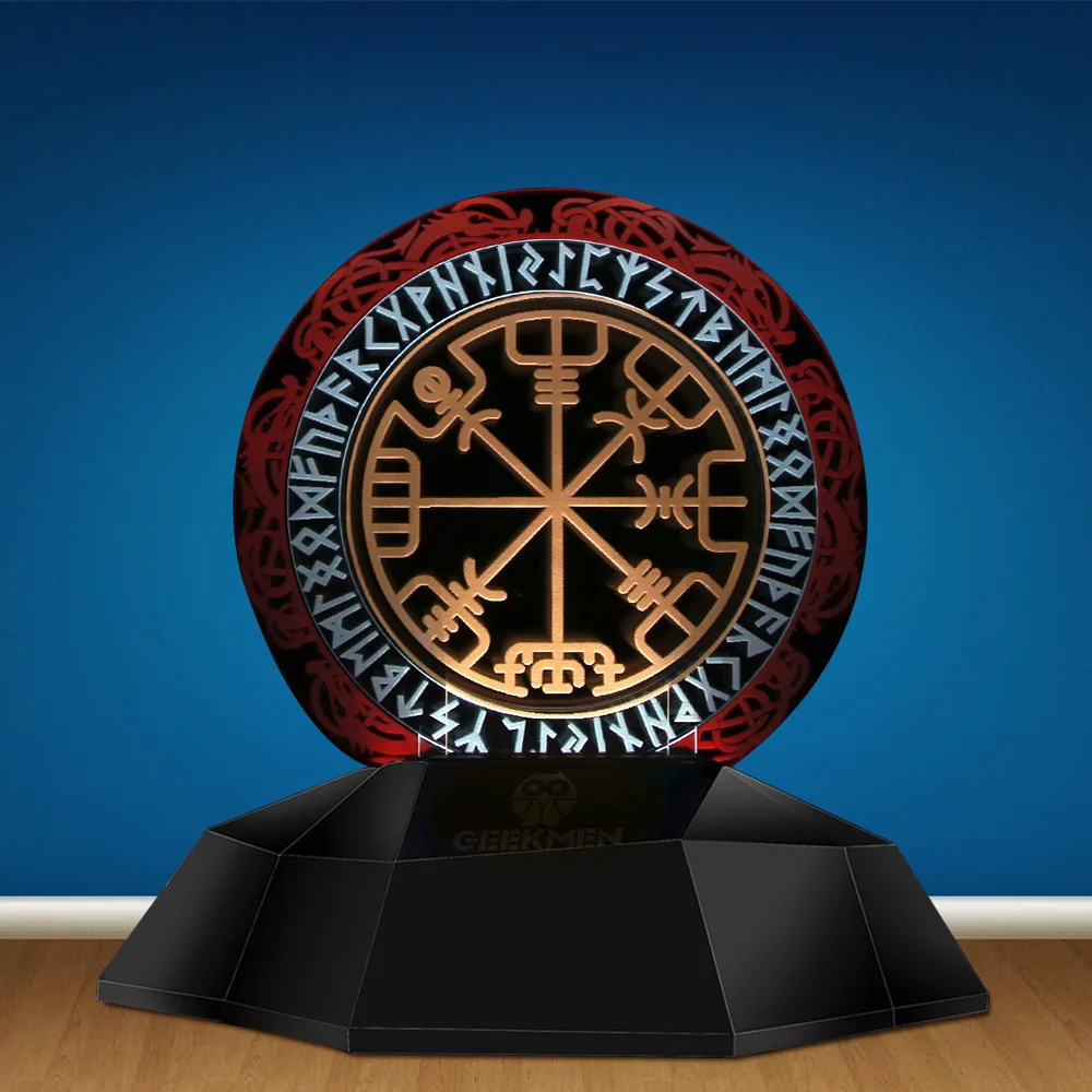 Norse Viking Symbol 3d Line Lamp Compass Viking Runes Designed Lamp 3d ...
