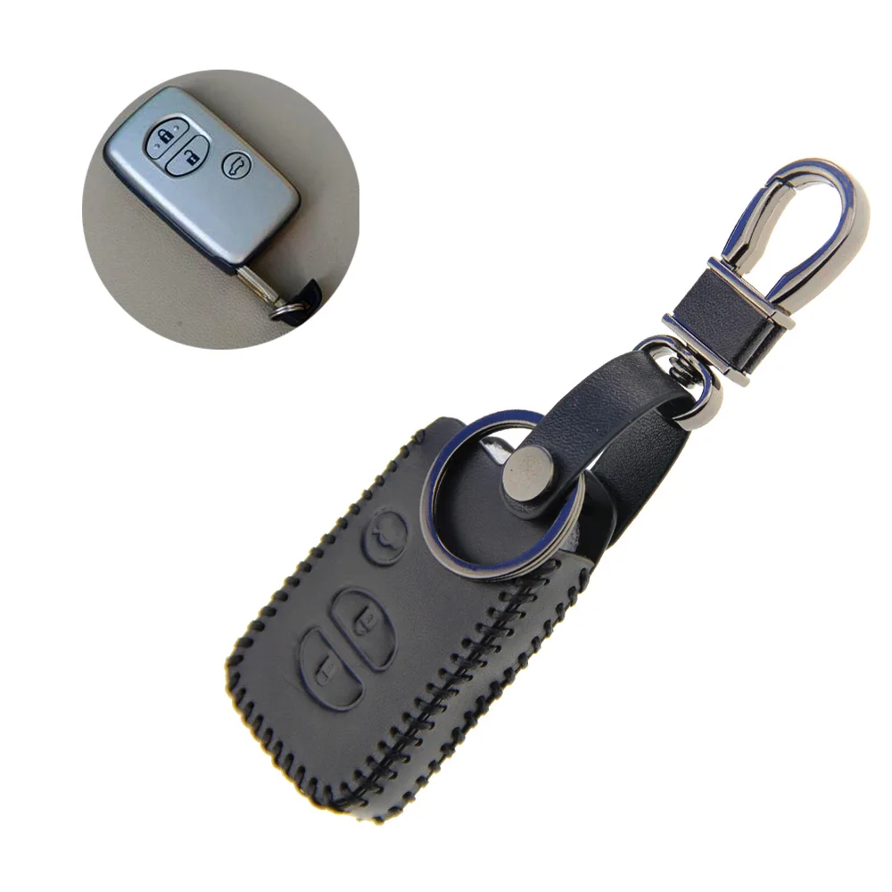 Car Genuine Leather Bag Remote Control Car Keychain Key Cover Case For ...