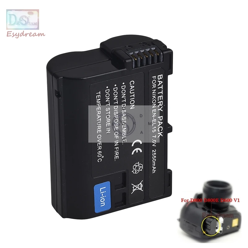 En-el15 Enel15 El15 2550mah Camera Battery For Dslr Nikon D7500 D7200 ...