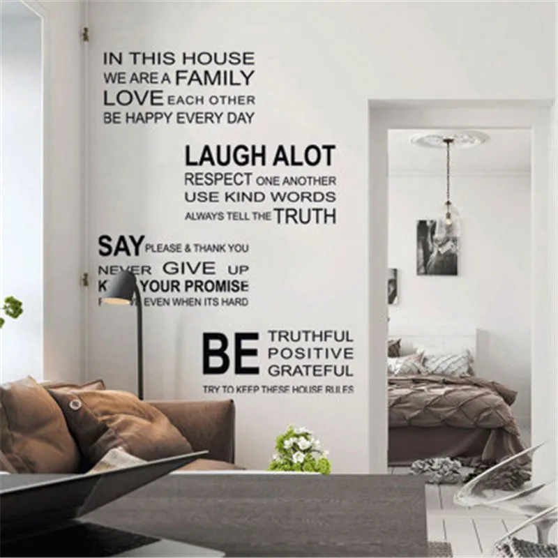 English Proverbs House Rule Wall Stickers Decor Quotes Wall Sticker For ...