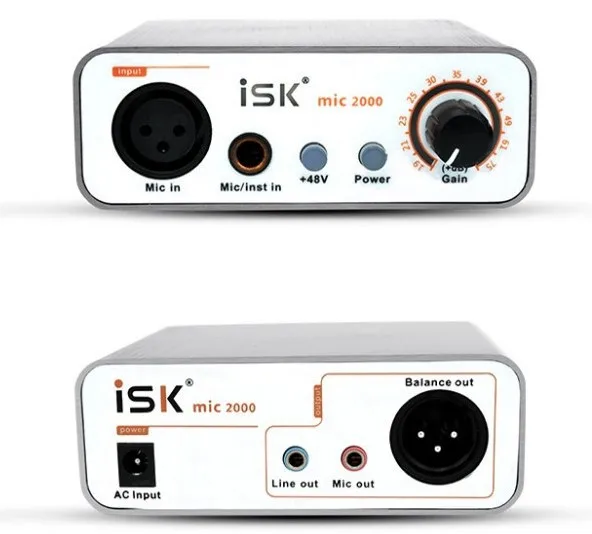 최고 품질 Amp ISK mic2000 마이크 프리 앰프 녹음 마이크 프리 앰프 48 볼트 전원 공급|microphone ...