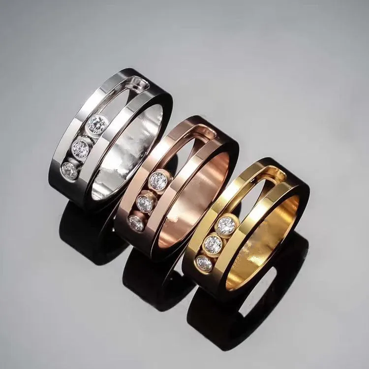 fashion france brand jewelry women move stone rings stainless steel ...