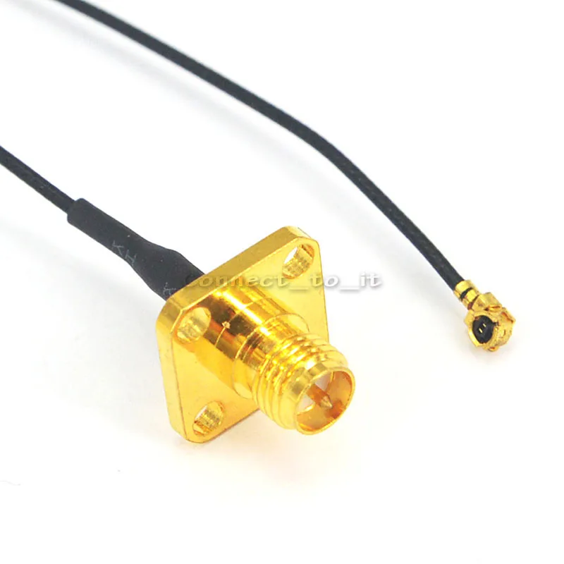 20cm RP SMA female 4 hole panel mount to ufl/Ipx goldplated connector ...