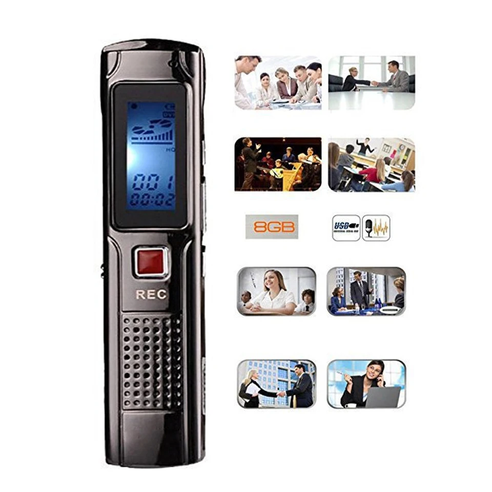 Professional 8GB Digital Voice Recorder Microphone Voice Activated ...