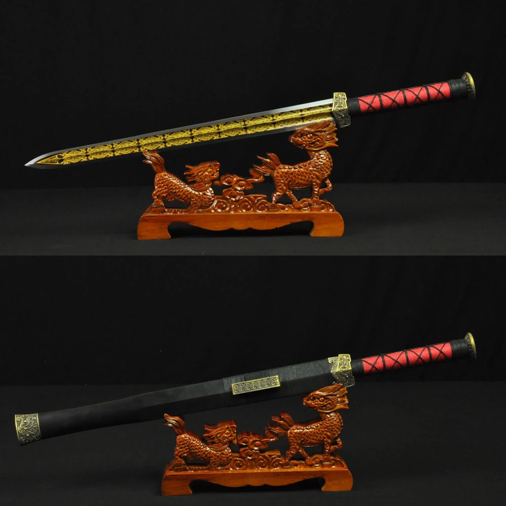 Handmade Ancient Han Jian Sword China Full Tang Folded Damascus Steel ...