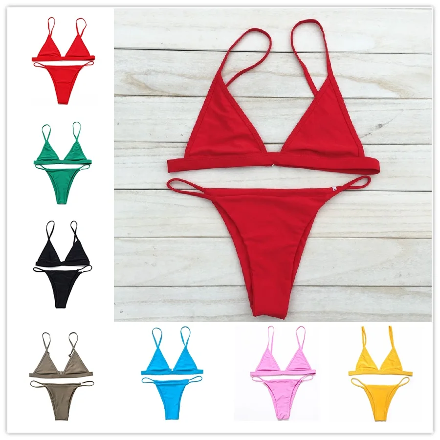 2017 Sexy Women Swimsuit Push Up String Micro Mini Bikini Set Bathing