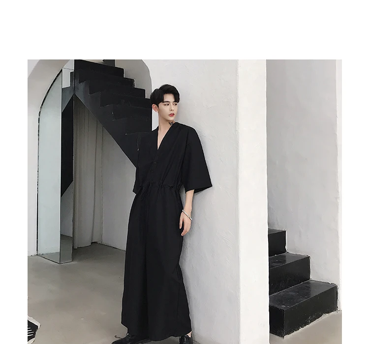 Мужские японские уличные штаны-шаровары, комбинезон, хип-хоп брюки ...