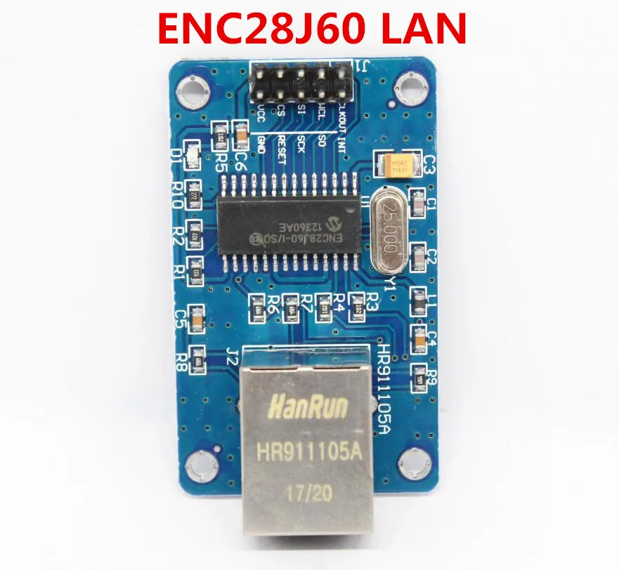 Free Shipping Enc28j60 Lan Ethernet Network Board Module 25mhz Crystal Avr 51 Lpc Stm32 33v In