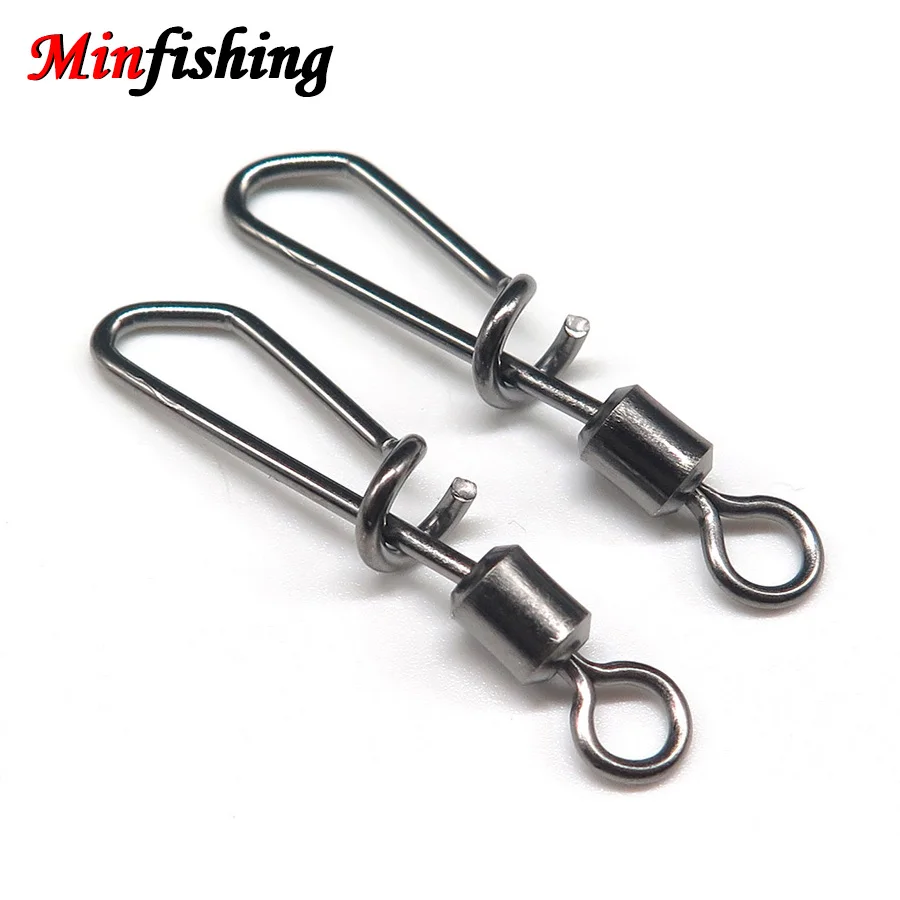 Minfishing-25-50-pcs-Rolling-Swivel-Stainless-Steel-Fishing-Swivel-Snap ...