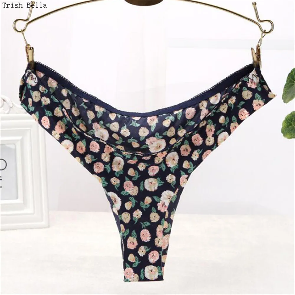 Trish Bella 2018 Ice Silk Printing One Piece No Trace Plus Size Thong