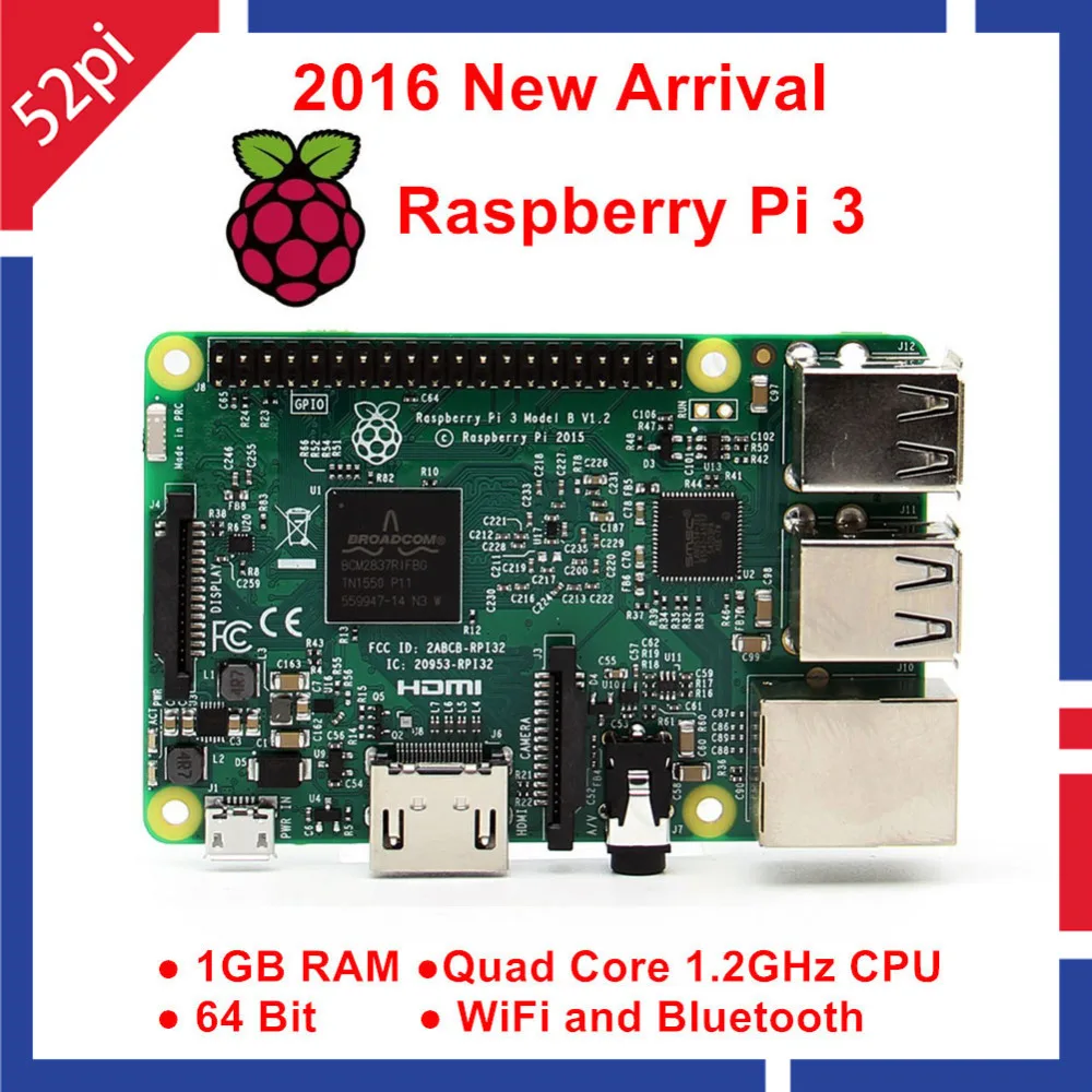 2016 Original Official Raspberry Pi 3 Model B Board 1GB RAM 1.2GHz ...