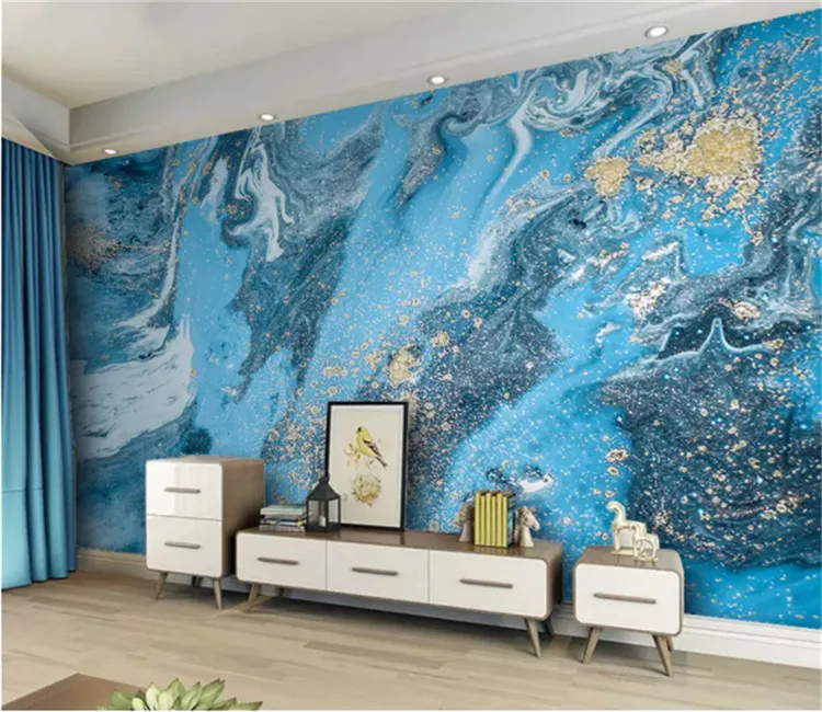 Modern-Wallpaper-Blue-Abstract-Marble-Textured-Mural-Wallpaper-for ...