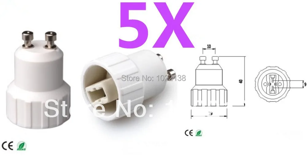 5pcs Gu10 To G9 Led Socket Adapter Gu1-g9 Light Bulb Base Lamp Holder ...