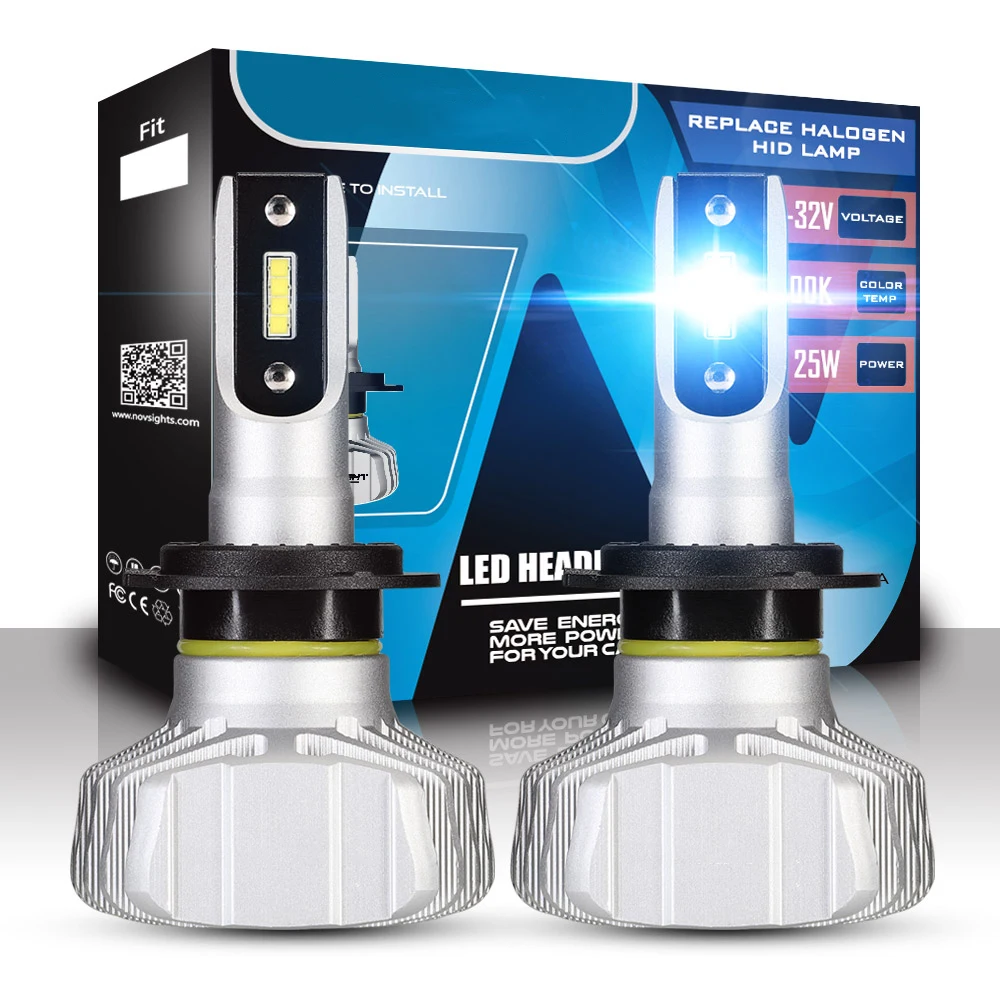 NIGHTEYE Led H7 Car Headlight Bulbs 50W/Pair 10000LM Car Headlight ...