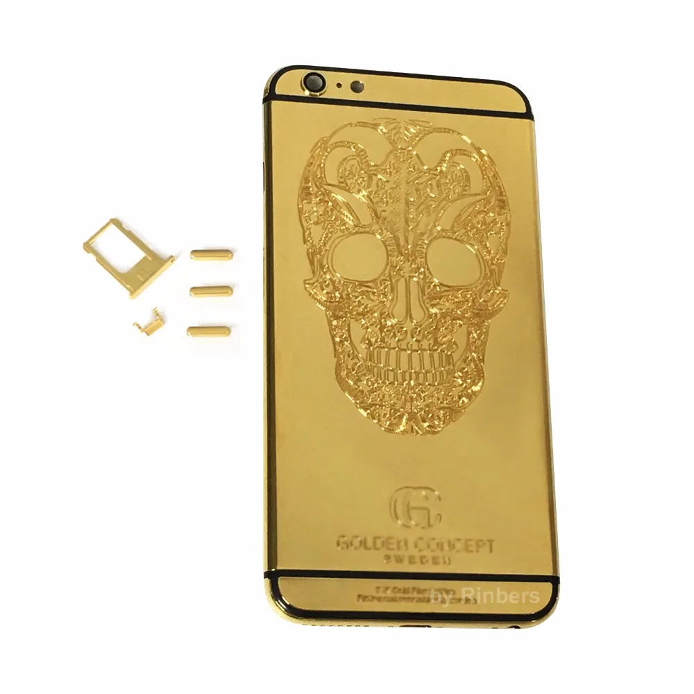 24K Gold Metal Engraved SKULL Pattern Back Cover Rear Housing ...