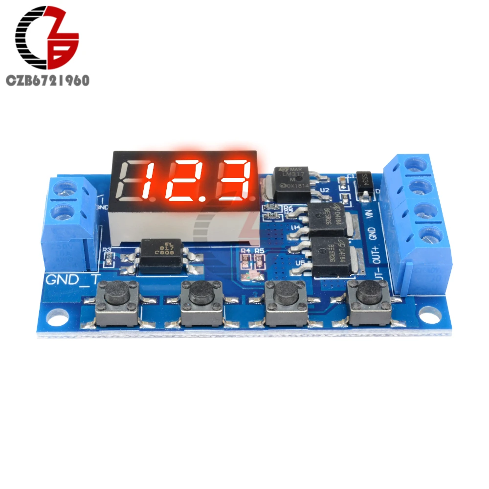 DC 12V 24V Dual MOS LED Digital Time Delay Relay Trigger Cycle Timer Delay Switch Circuit Board ...