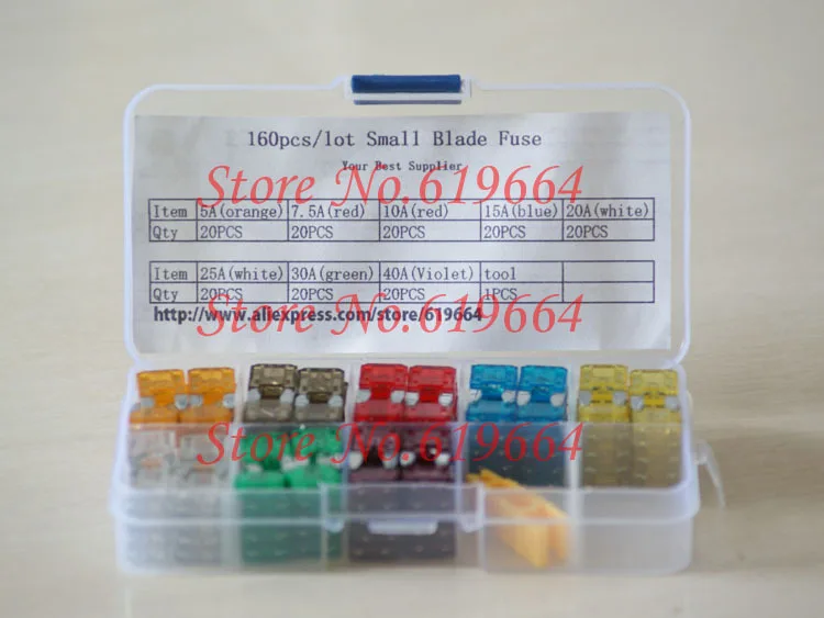Novo mini fusível de lâmina automotiva 160pc, sortimento de fusíveis automotivas para carros ...