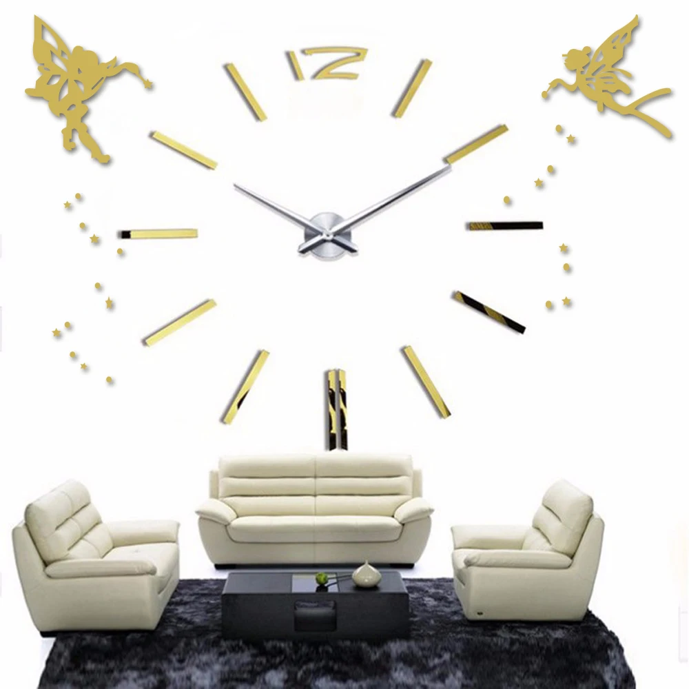 3d Diy большие настенные часы современный дизайн Ангел декоративные большие кухонные часы