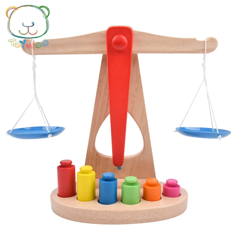 [Toy Woo] Wooden Toys For Children Wooden Balance Weighing and ...