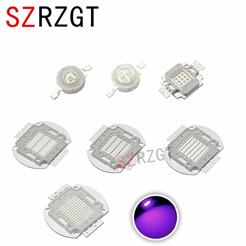 Lâmpada uv roxa de led ultravioleta, alta potência, 365nm, 375nm, 380nm, 385nm, 395nm, 400nm ...