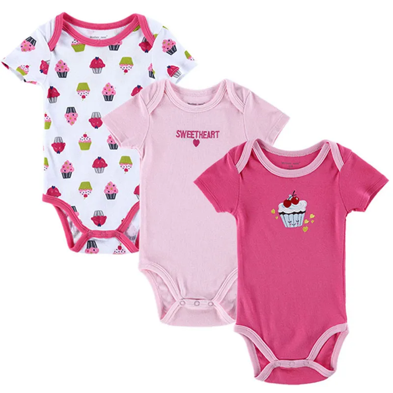 3 Pieces/lot Baby Bodysuit Infant Jumpsuit Overall Short Sleeve Body ...